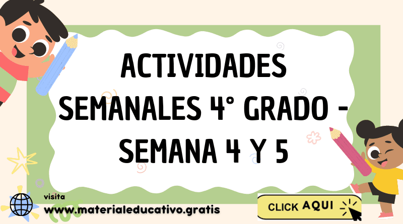 Actividades semanales 4° grado - Semana 4 y 5