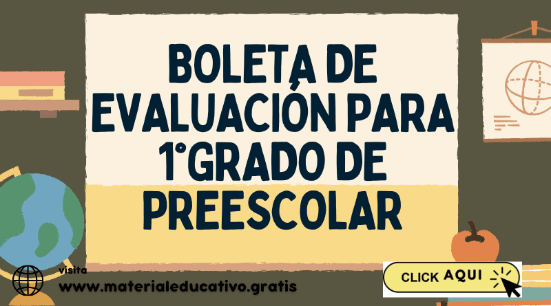 Boleta de evaluación para 1°Grado de preescolar