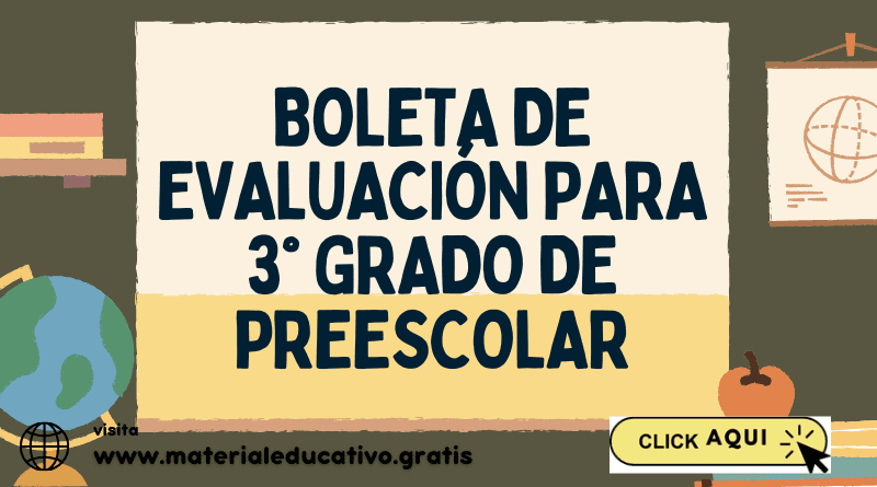 Boleta de evaluación para 3° grado de preescolar