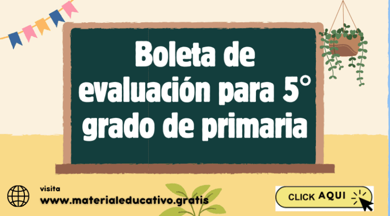 Boleta de evaluación para 5° grado de primaria